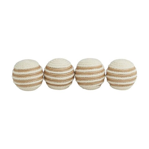 Jute Cotton Ball, Set Of 4 (MOQ 6 Sets)